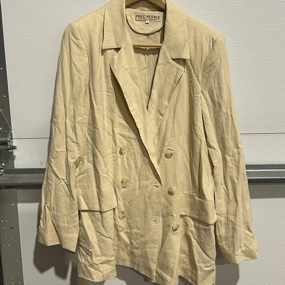 Free People | Jackets & Coats | Free People Linen Blend Doublebreasted ...
